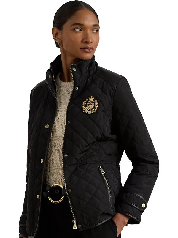 Ralph Lauren Crest-patch Quilted Funnelneck Jacket - Black