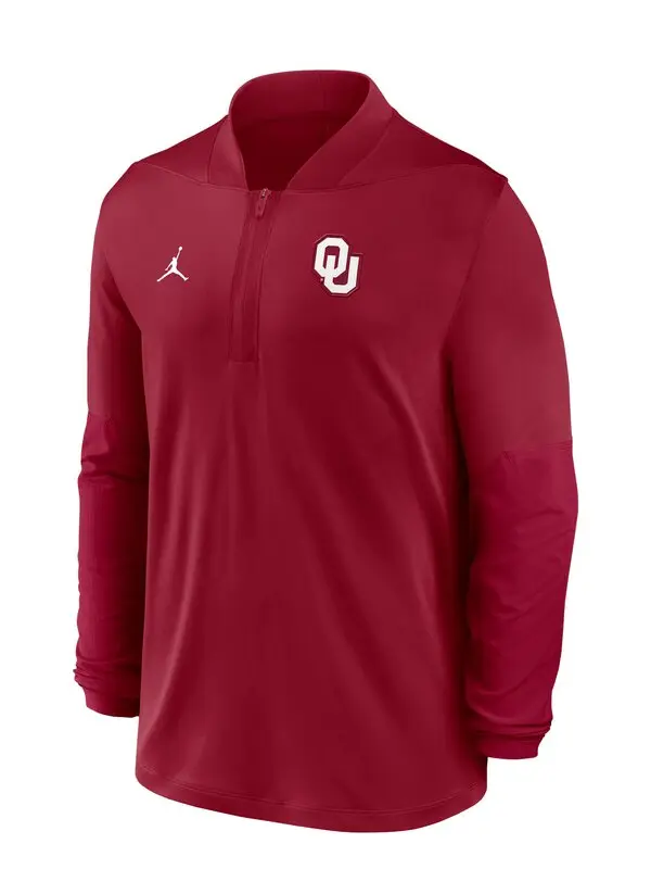 JORDAN Oklahoma Brand Dri-fit College 1/2-zip Top - Red
