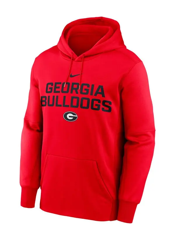 Nike Georgia Team Stacked Therma College Pullover Hoodie - Red