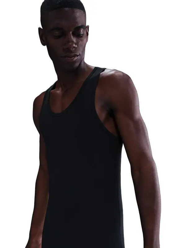 Nike Dri-fit Essential Cotton Stretch Slim Fit Tank Top Undershirt - Black