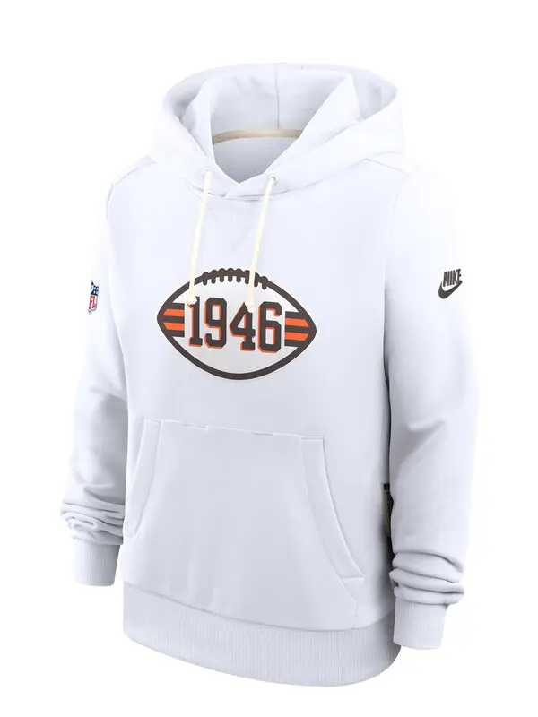 Nike Cleveland Browns Alt Pack Dri-fit Nfl Pullover Hoodie - White