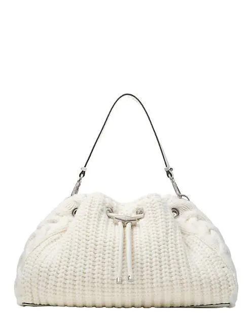 JIMMY CHOO Cinch Knitted Top-handle Bag - Latte/antique Silver