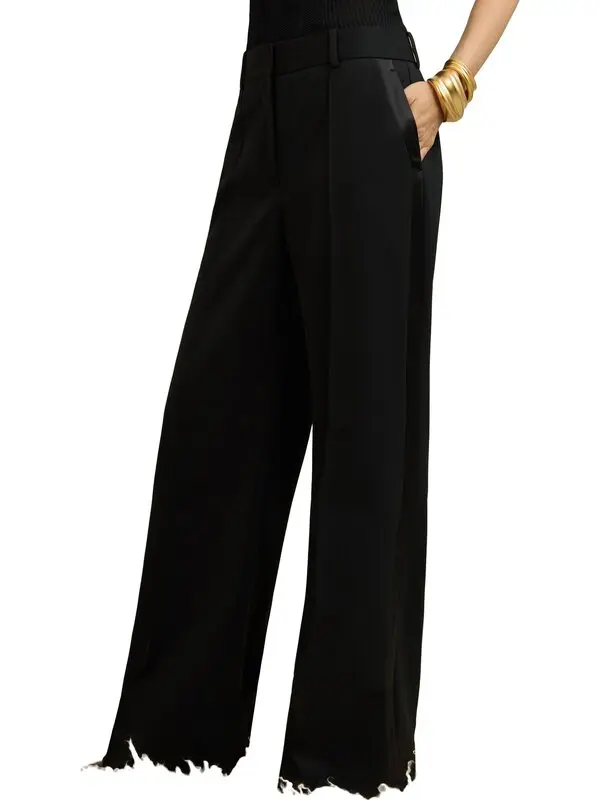 REISS Della Petite Atelier Wide-leg Tuxedo Trousers - Black