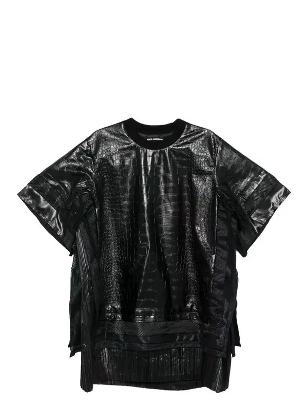 Junya Watanabe Crocodile-effect Faux-leather Top - Black