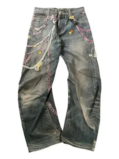 Acne Studios Loose Fit Printed Jeans - Mid Blue