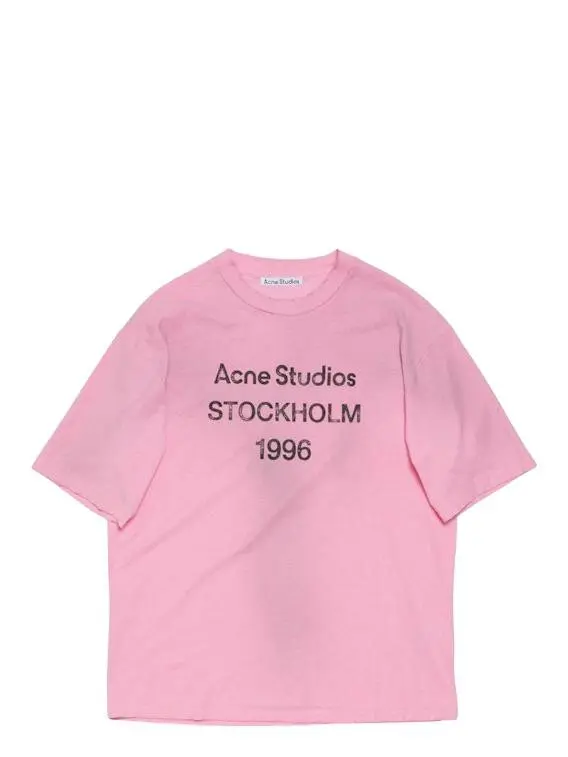 Acne Studios Logo Relaxed Fit T-shirt - Cotton Candy Pink