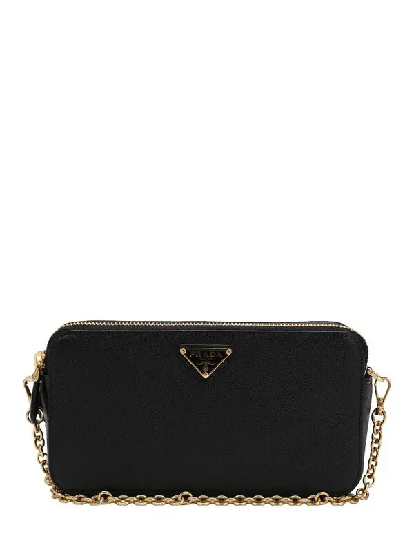 Prada Doublezip Logo Shoulder Bag - Black