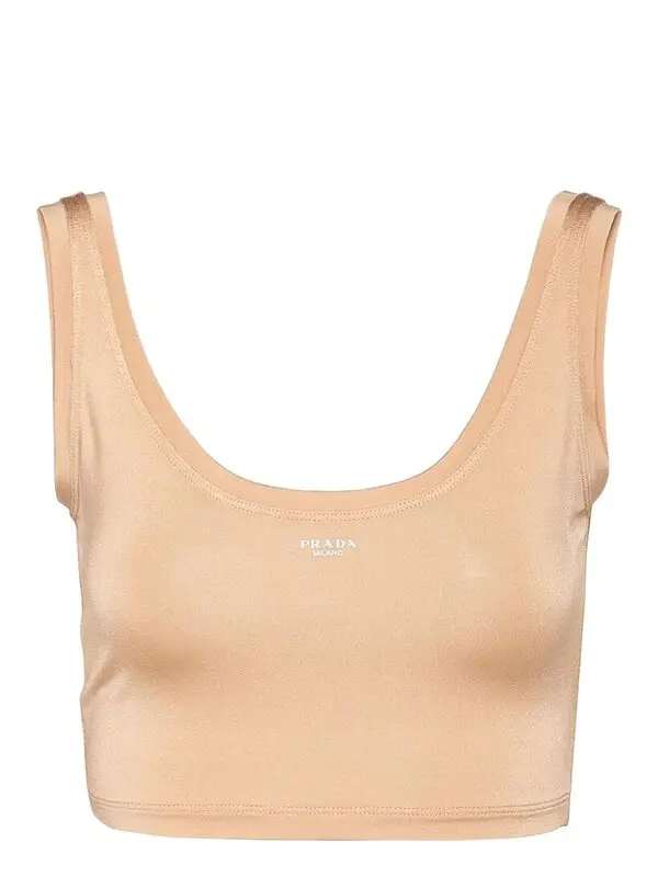 Prada Logo Stamped Tank Top - Beige