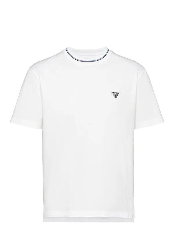 Prada Embroidered Logo T-shirt - White/navy Blue