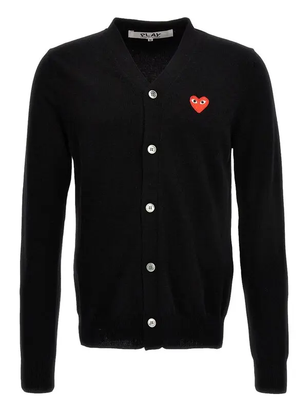 Play Comme Des Garcon Heart Cardigan - Black