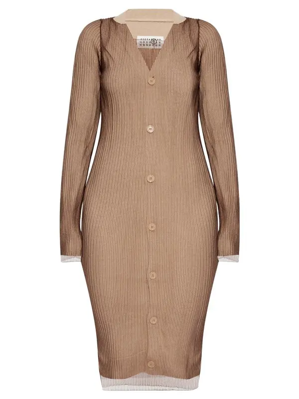 MAISON MARGIELA Dress With Decorative Tulle - Beige