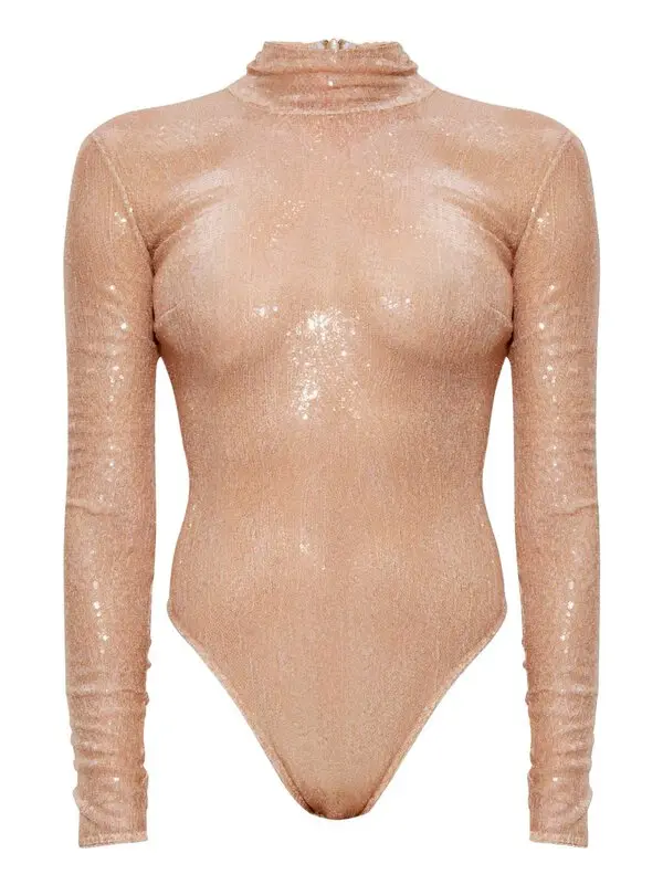 Dsquared2 Sequin Long-sleeve Bodysuit - Beige