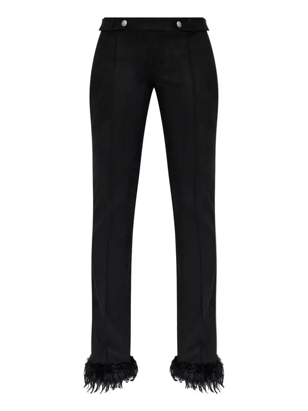 MISBHV Faux Suede Trousers With Feather Detail - Black