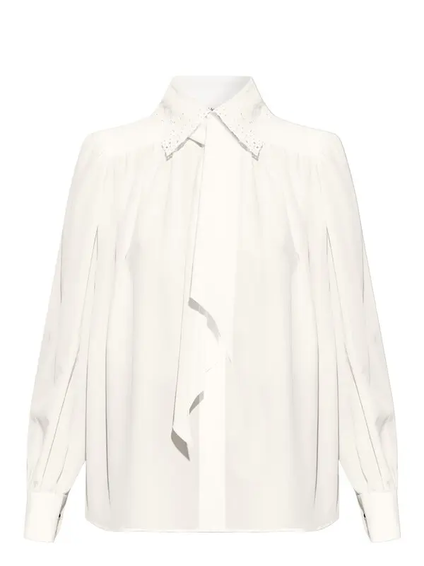 Chloé Silk Shirt With Embroidered Collar - Cream