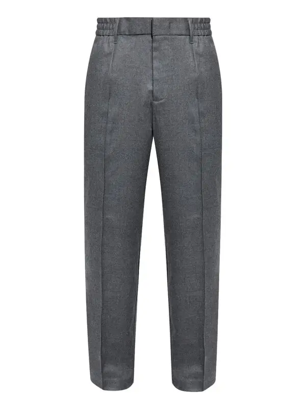 Emporio Armani Wool Pleated Trousers - Grey