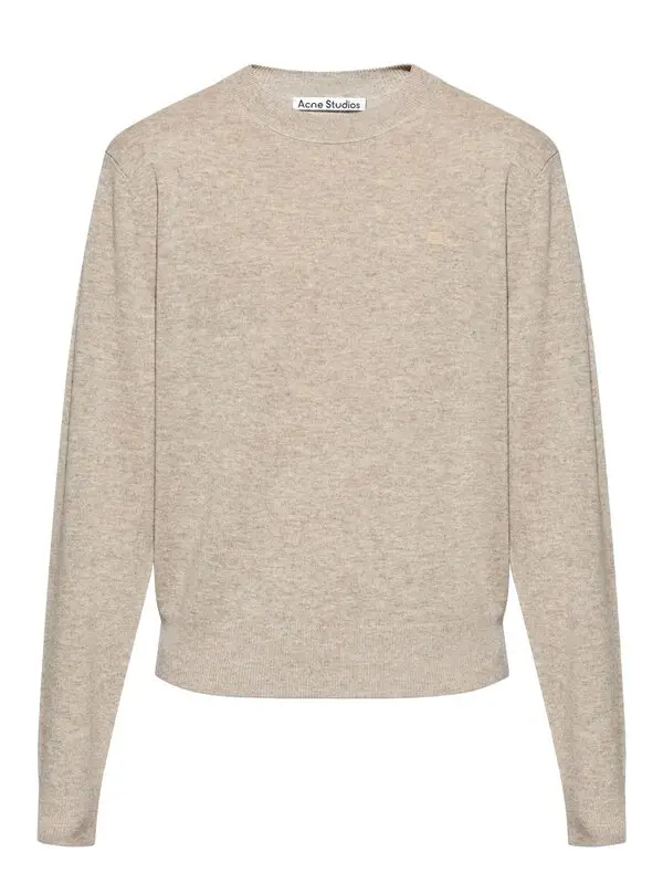 Acne Studios Wool Sweater With Logo - Beige
