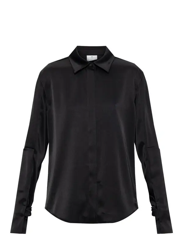 COURREGES Satin Button-down Shirt - Black