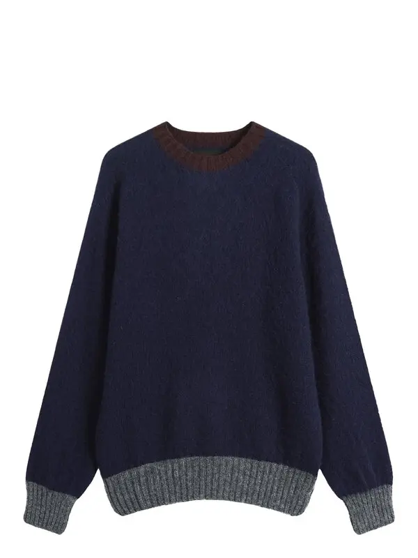 Howlin' Captain Harry Contrast Trim Jumper - Navy
