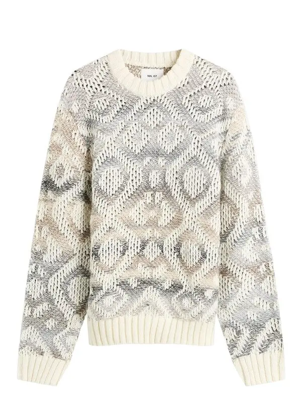 Nn07 Geometric Jacquard Knit Jumper - Ivory