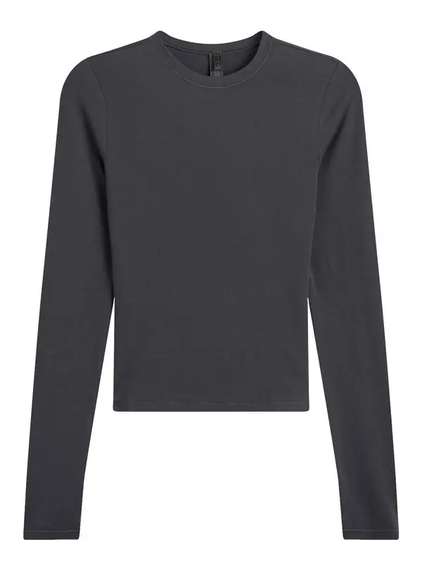 SKIMS Cotton Jersey Long Sleeve T-shirt - Soot