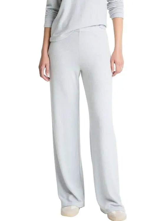 Vince Wide-leg Knit Pants - Heather Pale Grey