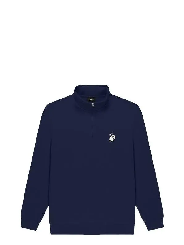 DALIX Heartly Ghost Quarter Zip Pullover - Navy