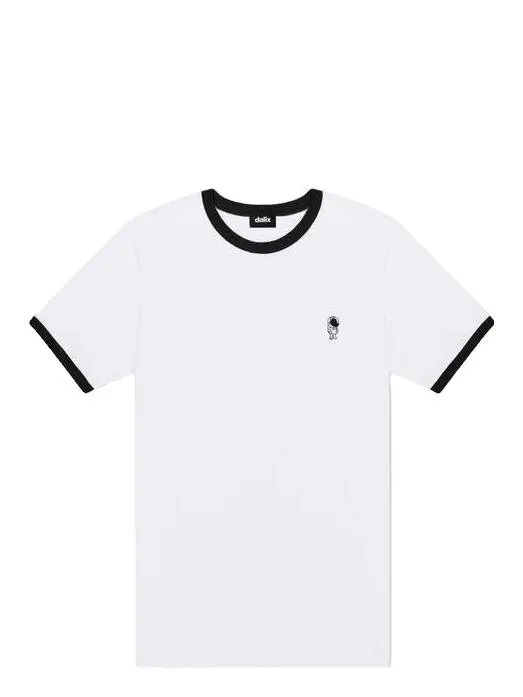 DALIX Astronaut Jersey Ringer Tee - White Black