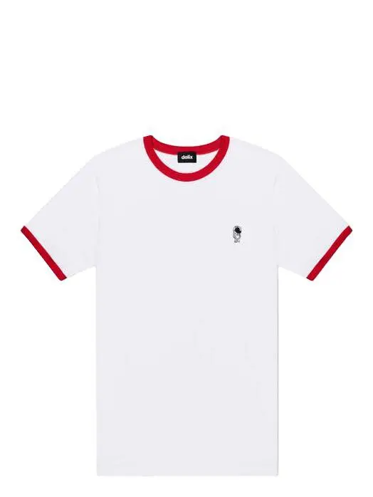 DALIX Astronaut Jersey Ringer Tee - White Red