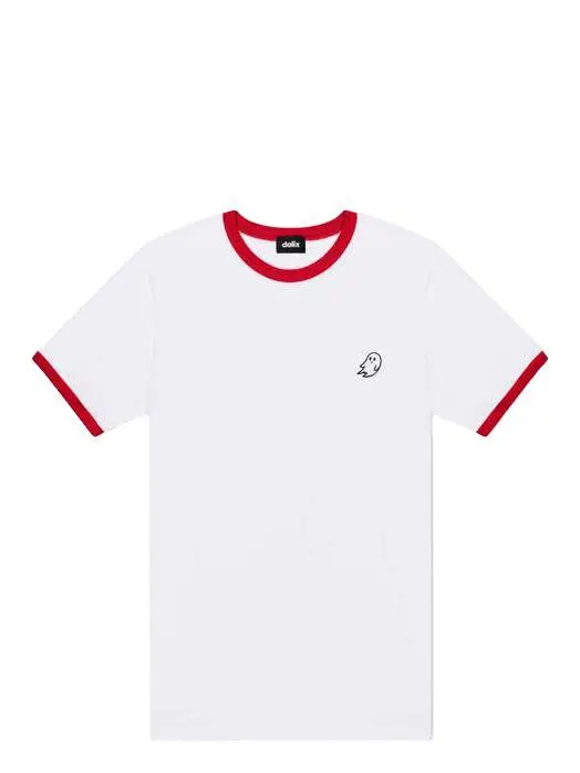DALIX Ghost Jersey Ringer Tee - White Red