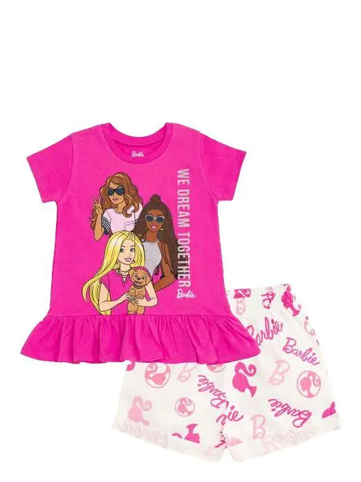 BARBIE T-shirt & Woven Shorts Set - Hot Pink/ We Dream Together