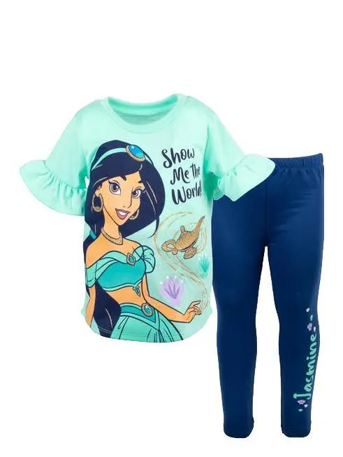 Disney T-shirt & Leggings Set - Princess Jasmine Green Green