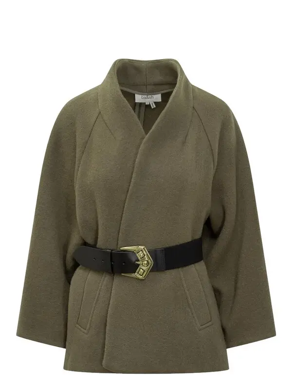 Ba&sh Wool Coat With Belt - Green