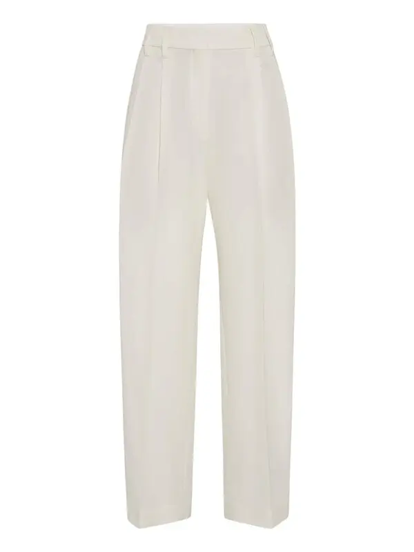 Brunello Cucinelli Wool-cotton Tailored Trousers - White