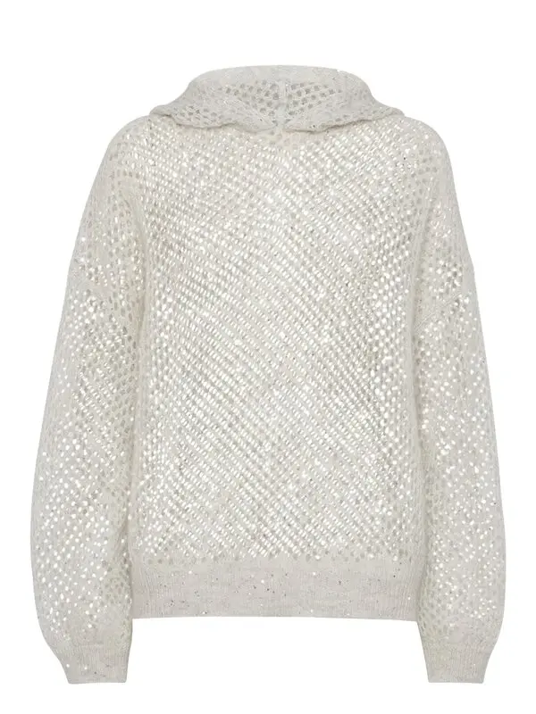 Brunello Cucinelli Embellished Hooded Sweater - Grey