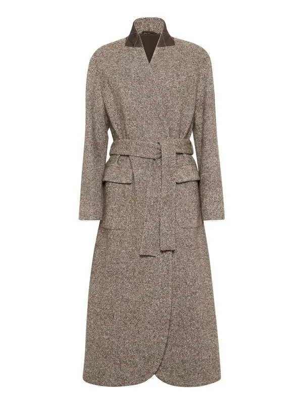 Brunello Cucinelli Virgin Wool-blend Mélange Coat - Brown