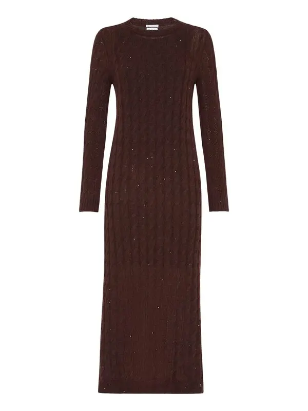 Brunello Cucinelli Cable-knit Maxi Dress - Brown