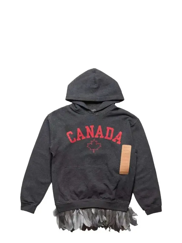4SDESIGNS Feather Trim Hoodie - Grey