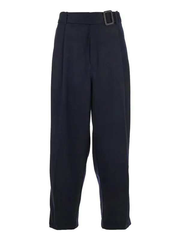 Emporio Armani Wool And Cashmere Pants With Buckled Belt - Blue