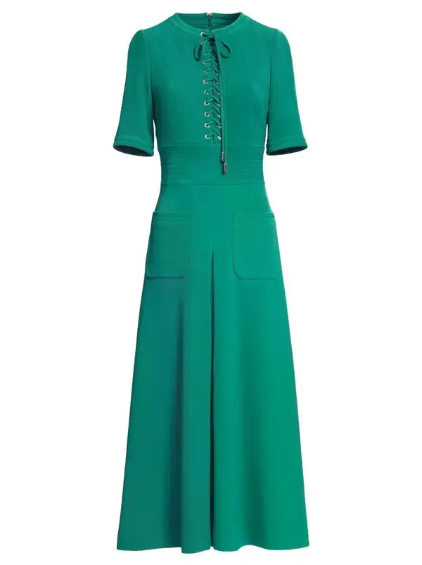 Elie Saab Cady Lace-up Midi Dress - Green