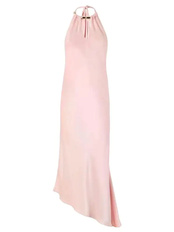 Pinko Halterneck Asymmetric Midi Dress - Pink