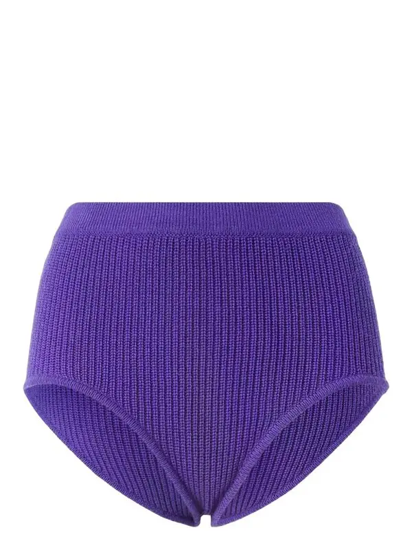 Pinko Ribbed Knit Shorts - Purple