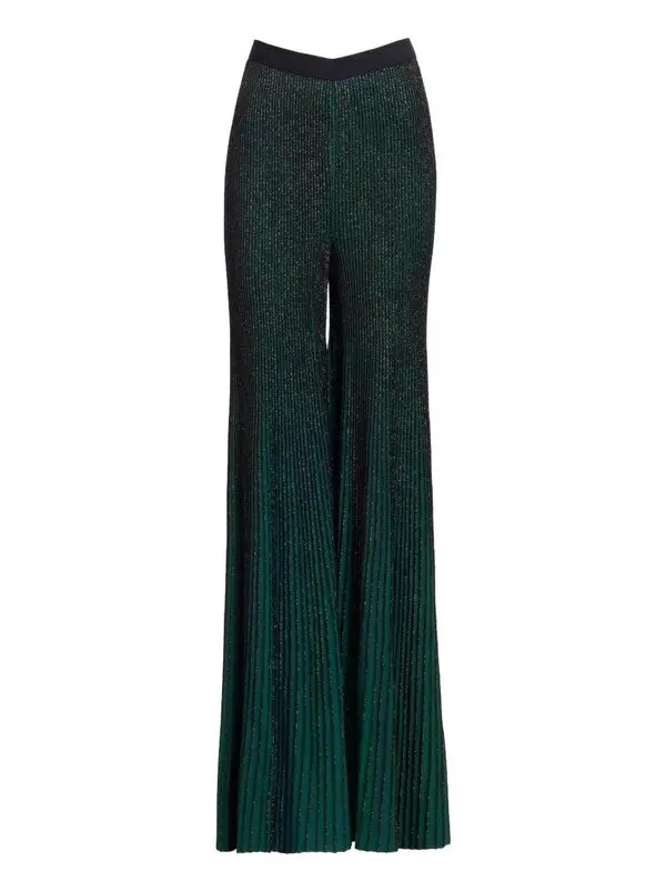 Elie Saab Metallic Flared Trousers - Green