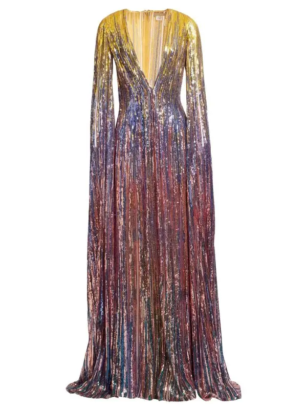 Elie Saab Sequin Embellished Maxi Dress - Blue