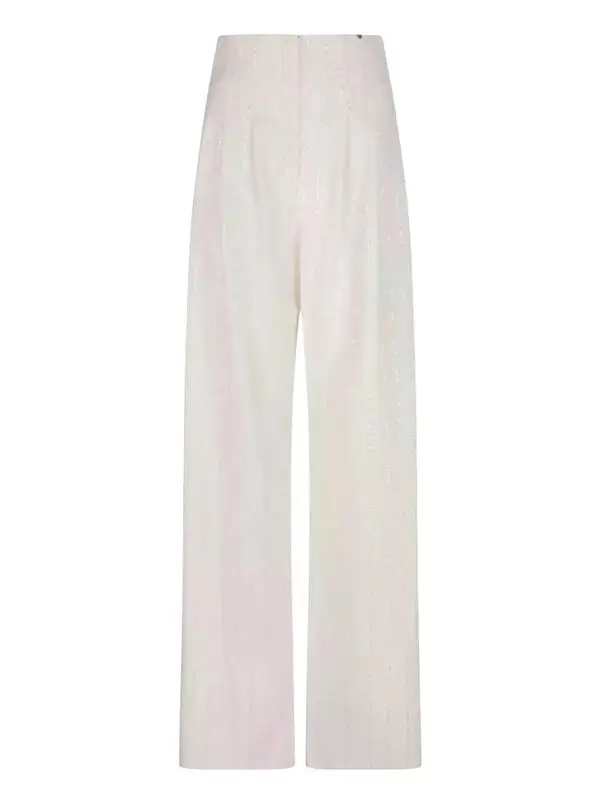 NISSA Striped High-waisted Trousers - White