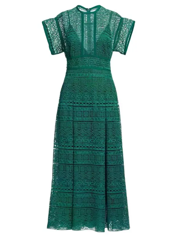 Elie Saab Macramé Midi Dress - Green