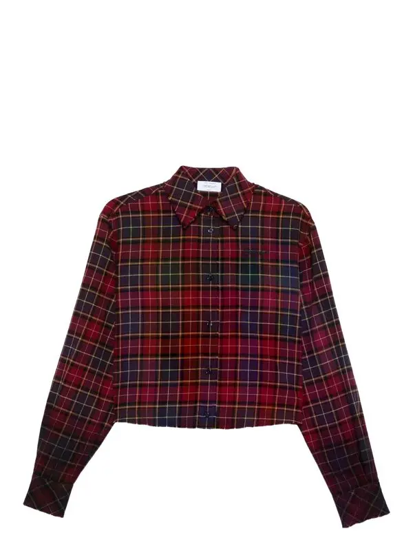 Off-White Plaid Buttoned Shirt - Red