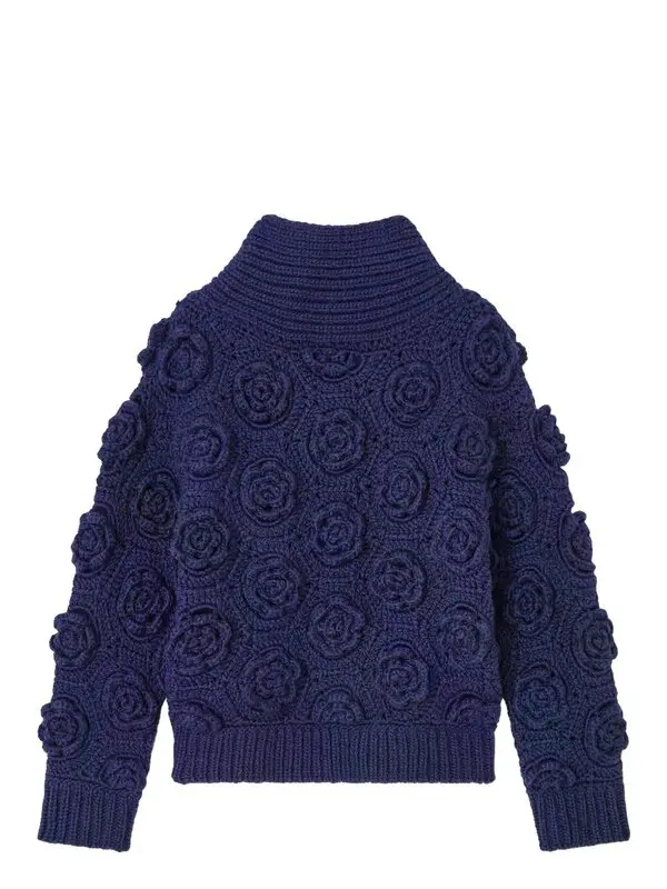 GANNI Crochet-detail Sweater - Blue