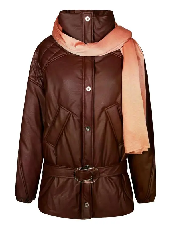 MARBELL Quilted Belted Coat - Brown