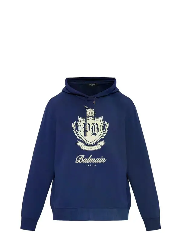 Balmain College Emblem Hoodie - Blue
