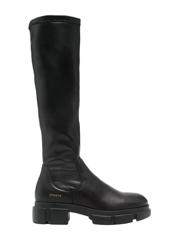 SUMMERY COPENHAGEN Leather Over-the-knee Boots - Black